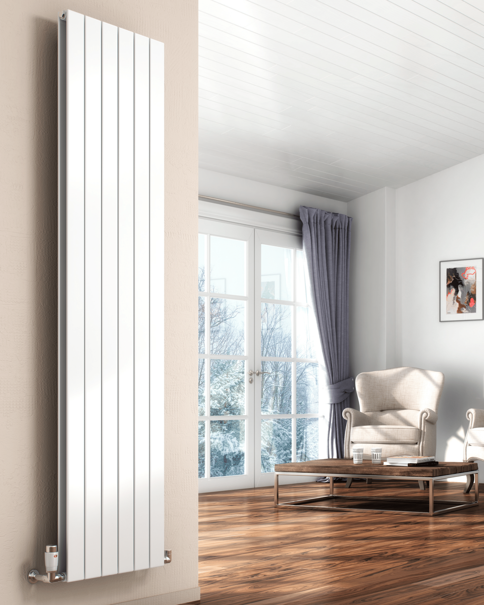 Flat Vertikal Dobbelt Radiator Hvid - Håndklædetørrer.dk